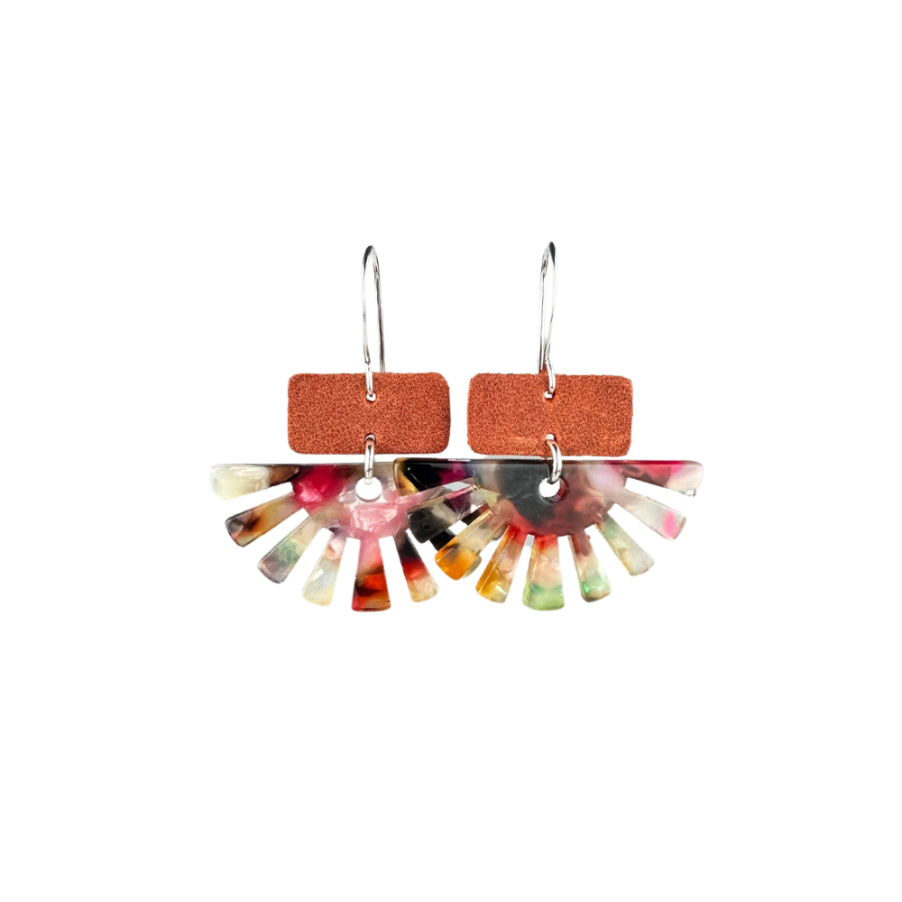 Light Mosaic Sunburst Leather Earrings – Eleven10Leather and Designs