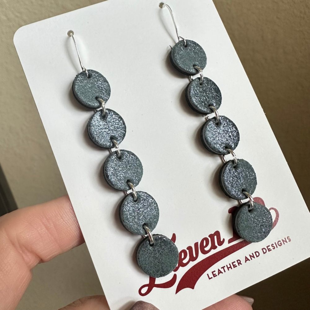 Slate Shimmer Demi Leather Earrings | Eleven10Leather – Eleven10Leather ...