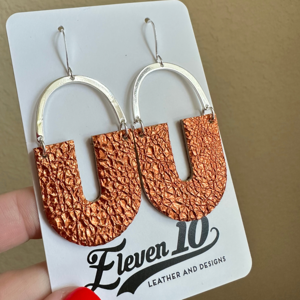 Copper Line Katie Leather Earrings | Eleven10Leather – Eleven10Leather ...