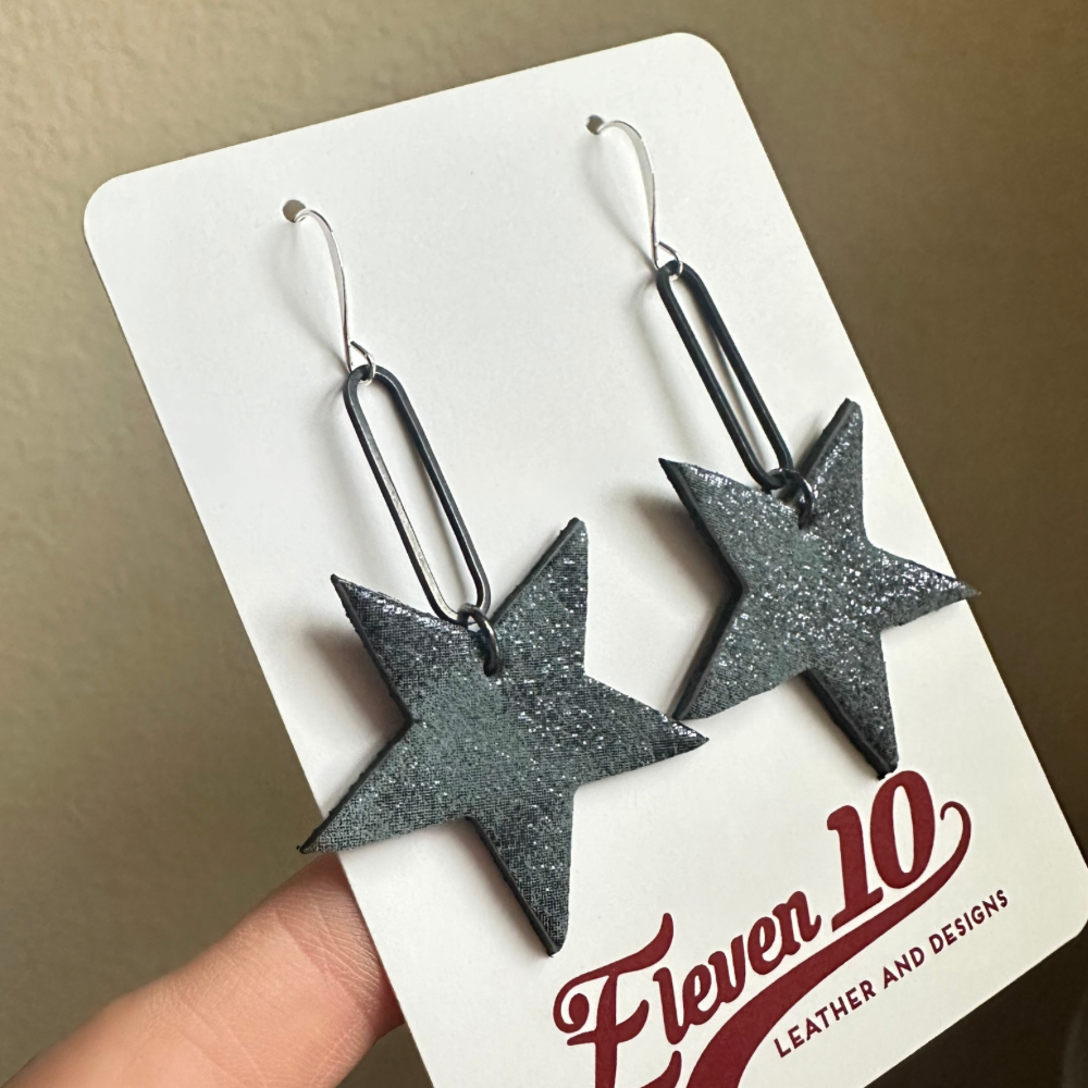 Slate Shimmer Star Gazer Leather Earrings | Eleven10Leather ...