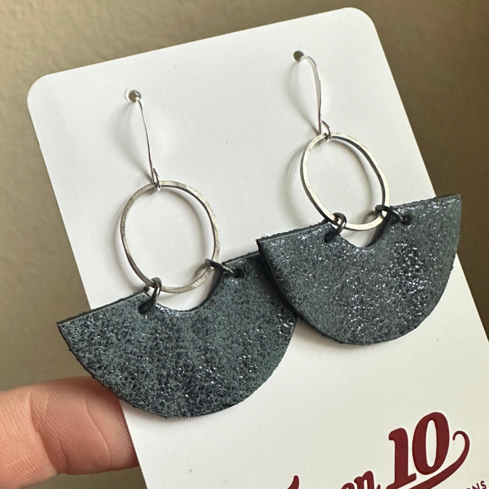 Slate Shimmer Claire Leather Earrings | Eleven10Leather ...