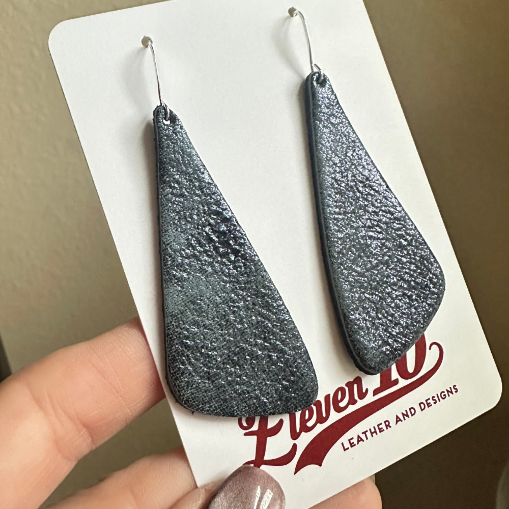 Slate Shimmer Wedge Leather Earrings | Eleven10Leather ...