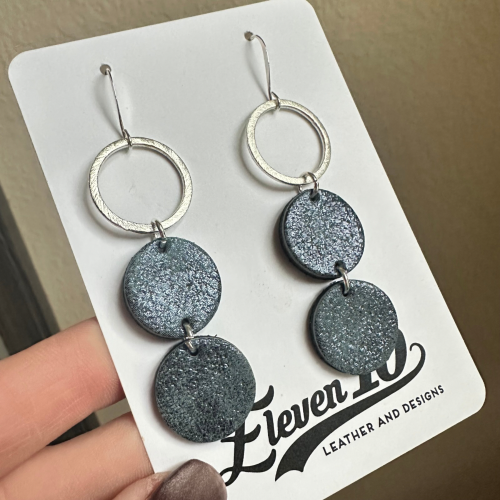 Slate Shimmer Mini Nova Leather Earrings | Eleven10Leather ...